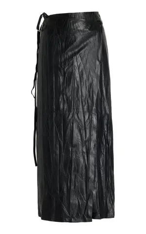 THE ROW Bert Leather Midi Skirt - Black