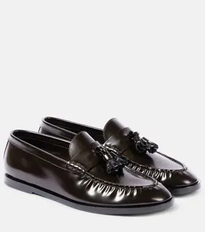 THE ROW Leather Penny Loafers - Brown