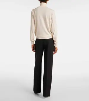 THE ROW Heva Wool Jersey Turtleneck Sweater - White