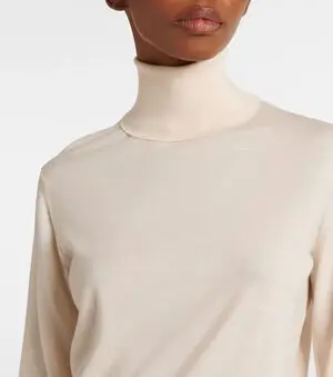 THE ROW Heva Wool Jersey Turtleneck Sweater - White