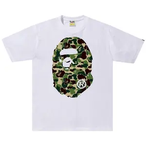 A BATHING APE Abc Camo Big Ape Head Tee /green - White