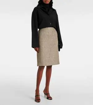 THE ROW Corinna Lamé Canvas Pencil Skirt