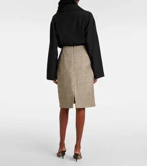THE ROW Corinna Lamé Canvas Pencil Skirt