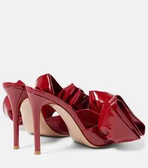 GIANVITO ROSSI Gabrielle 105 Ruffled Patent Leather Mules - Red