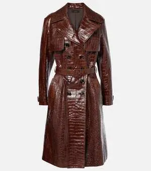 TOM FORD Croc-effect Leather Trench Coat