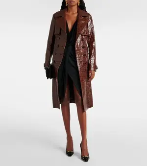 TOM FORD Croc-effect Leather Trench Coat