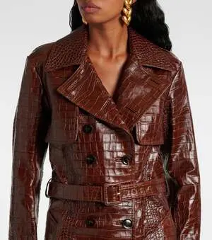 TOM FORD Croc-effect Leather Trench Coat