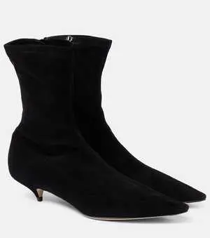 THE ROW Liisa Suede Ankle Boots - Black