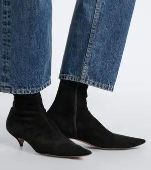 THE ROW Liisa Suede Ankle Boots - Black