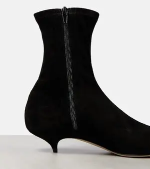 THE ROW Liisa Suede Ankle Boots - Black
