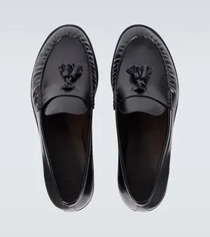 THE ROW Polished Leather Loafers - Black