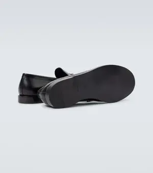 THE ROW Polished Leather Loafers - Black