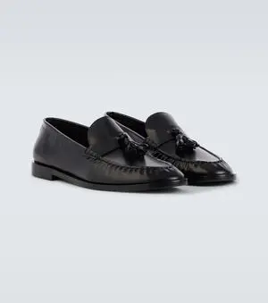 THE ROW Polished Leather Loafers - Black