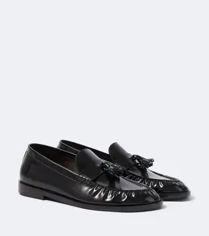 THE ROW Polished Leather Loafers - Black