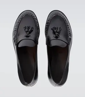 THE ROW Polished Leather Loafers - Black