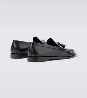 THE ROW Polished Leather Loafers - Black