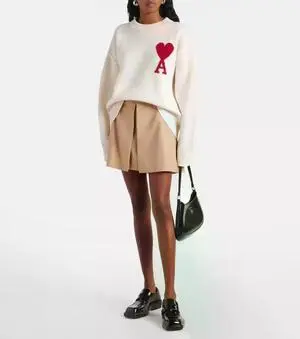 AMI Ami Paris Wool Gabardine Mini Skirt