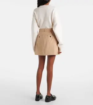 Ami Wool Gabardine Mini Skirt - Beige