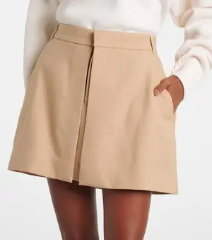 Ami Wool Gabardine Mini Skirt - Beige