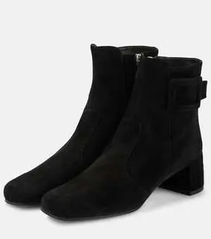 ROGER VIVIER Trés Vivier 45 Suede Ankle Boots - Black