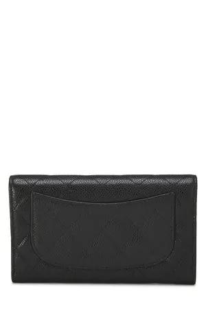 Chanel Caviar Classic Long Flap Wallet - Black
