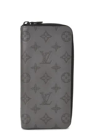 LOUIS VUITTON Monogram Shadow Zippy Vertical Wallet - Grey
