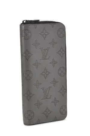 LOUIS VUITTON Monogram Shadow Zippy Vertical Wallet - Grey