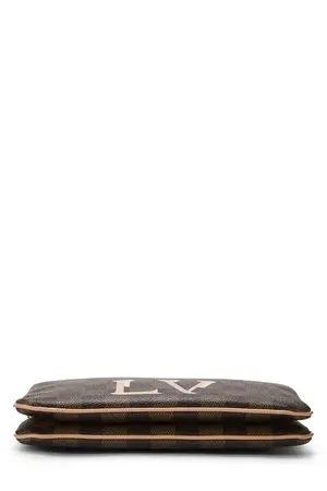LOUIS VUITTON Damier Ebene Double Zip Pochette - Brown