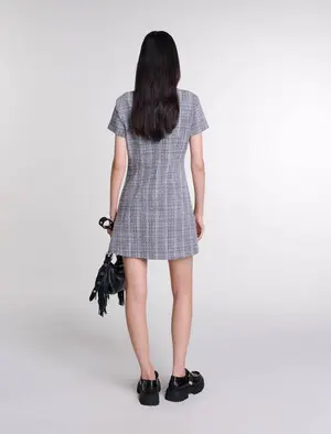 Maje Short Tweed Dress With Rhinestone Details