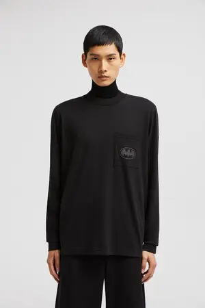 Moncler Batman Motif Long Sleeve Cotton T-Shirt - Black | Editorialist