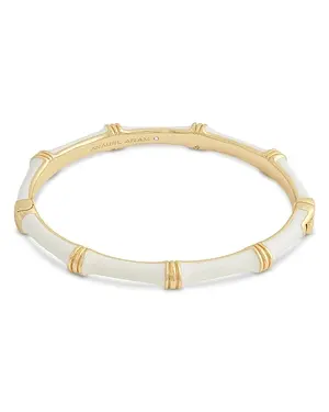 ANABEL ARAM Enamel Bamboo Bangle - White/gold