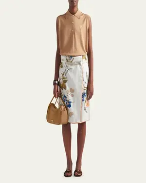 Prada Flou Zip Leather Top-handle Bag - Caramel
