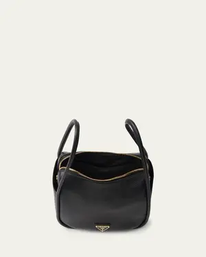 Prada Flou Zip Leather Top-handle Bag - Caramel