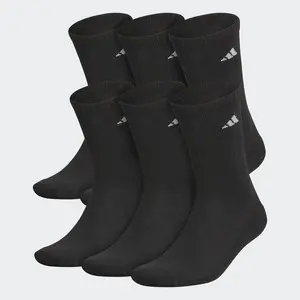 Adidas Athletic Cushioned Crew Socks 6 Pairs - Black