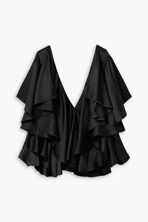 INTERIOR Jane Ruffled Silk-satin Blouse