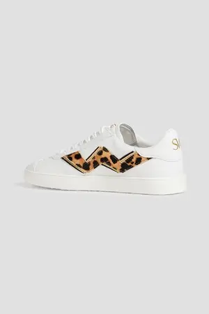 STUART WEITZMAN Daryl Ii Calf Hair-trimmed Leather Sneakers