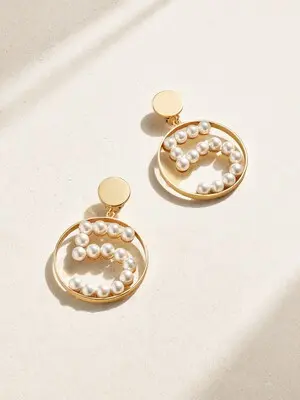 Chanel Plated Faux Pearl Clip On Earrings - Gold
