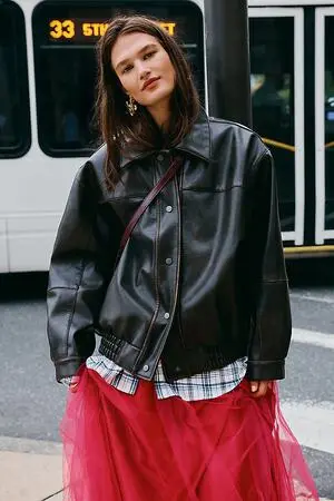 PILCRO Reagan Faux Leather Bomber Jacket
