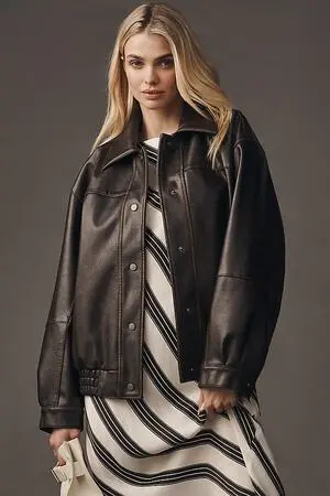 PILCRO Reagan Faux Leather Bomber Jacket