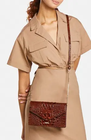 Brahmin Croc Embossed Leather Crossbody Bag