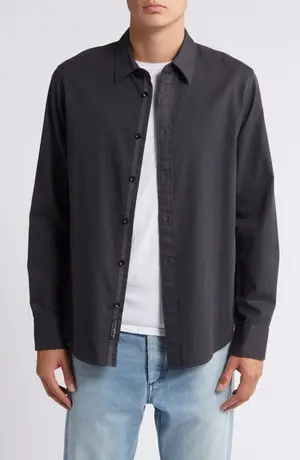 Rag & Bone Tomlin Cotton Dobby Button-up Shirt Charcoal Grey