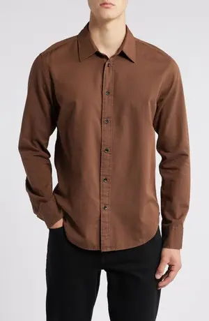 Rag & Bone Tomlin Cotton Dobby Button-up Shirt Clay