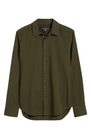 Rag & Bone Tomlin Cotton Dobby Button-up Shirt Forgreen