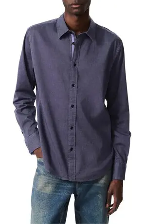 Rag & Bone Tomlin Cotton Dobby Button-up Shirt Heron Blue