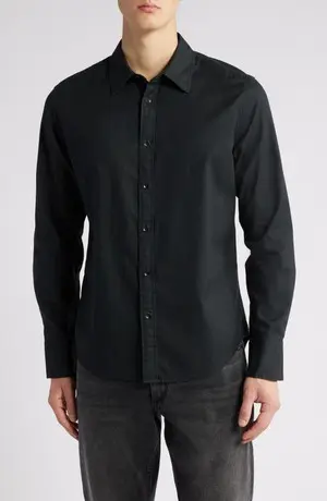 Rag & Bone Tomlin Cotton Dobby Button-up Shirt - Jetblk