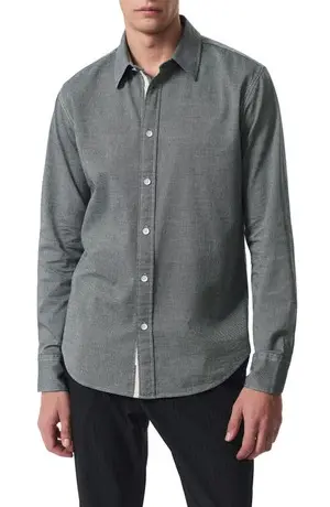 Rag & Bone Tomlin Cotton Dobby Button-up Shirt Pearlgry