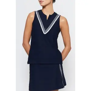 L'ETOILE SPORT Zip Front Tank - Navy