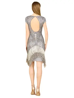LARA NEW YORK Beaded Fringe Cocktail Dress