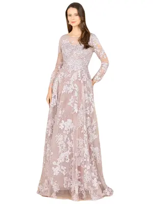LARA NEW YORK Lace Ball Gown - Mauve