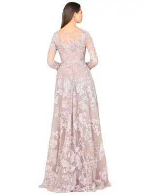 LARA NEW YORK Lace Ball Gown - Mauve
